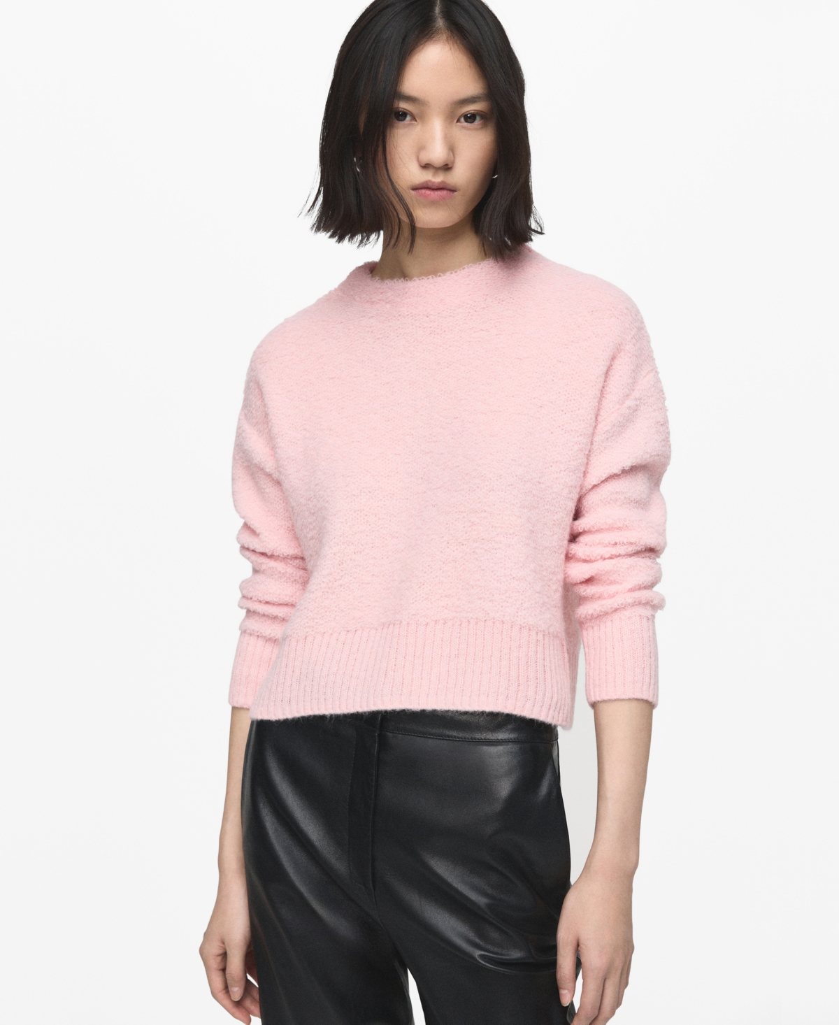 Click here for Mango Womens Perkins Neck Knitted Sweater - Pale P... prices