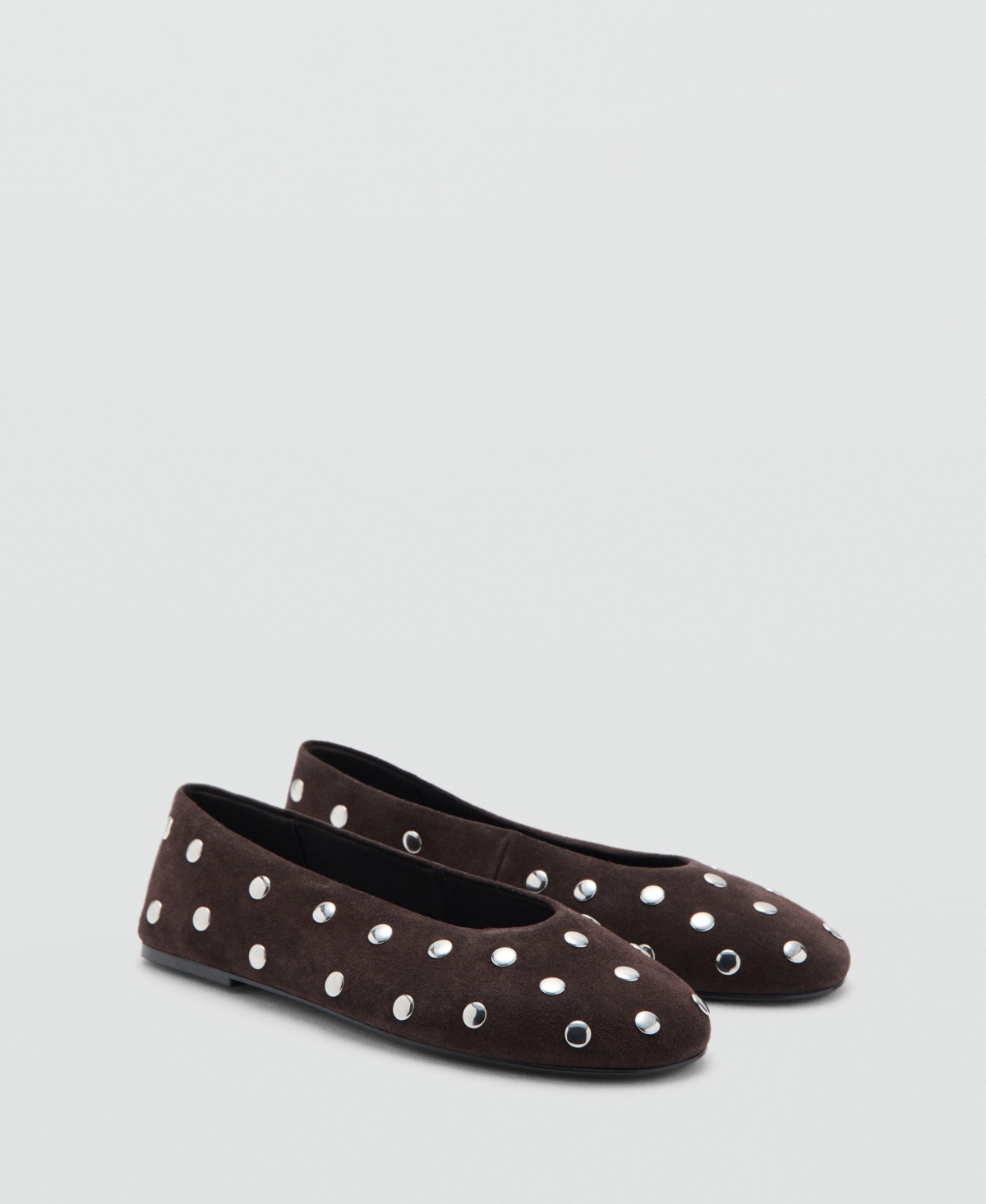 Click here for Mango Womens Suede Studs Ballet Flats - Chocolate prices