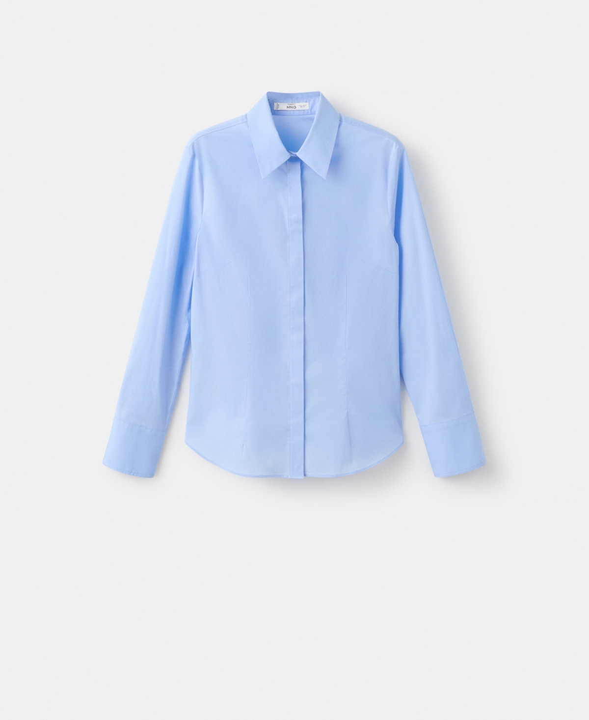 Click here for Mango Womens Slim-Fit Poplin Shirt - Sky Blue prices