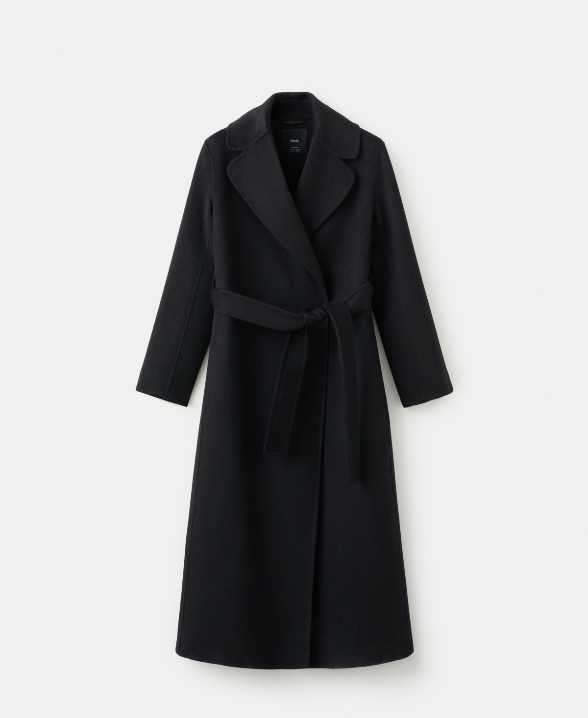 Click here for Mango Womens Belted Handmade Wool Coat - Black prices