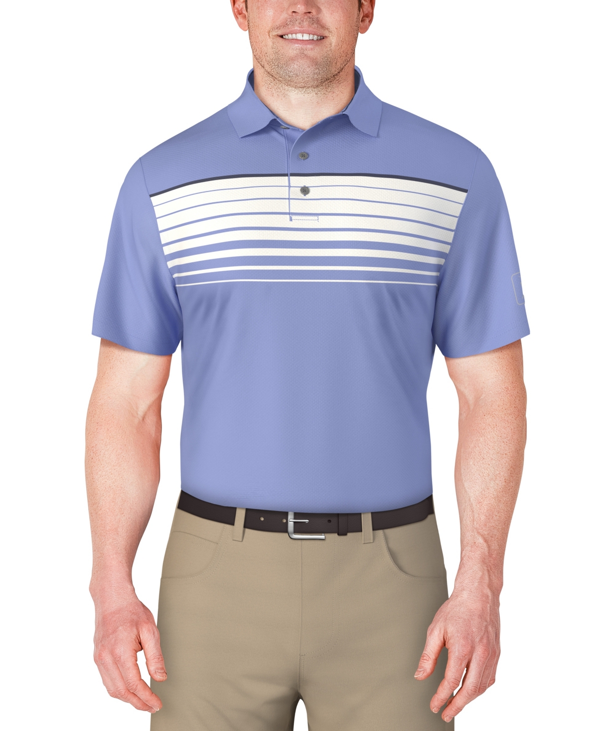 Click here for Pga Tour Mens Chest Stripe Print Golf Polo Shirt -... prices