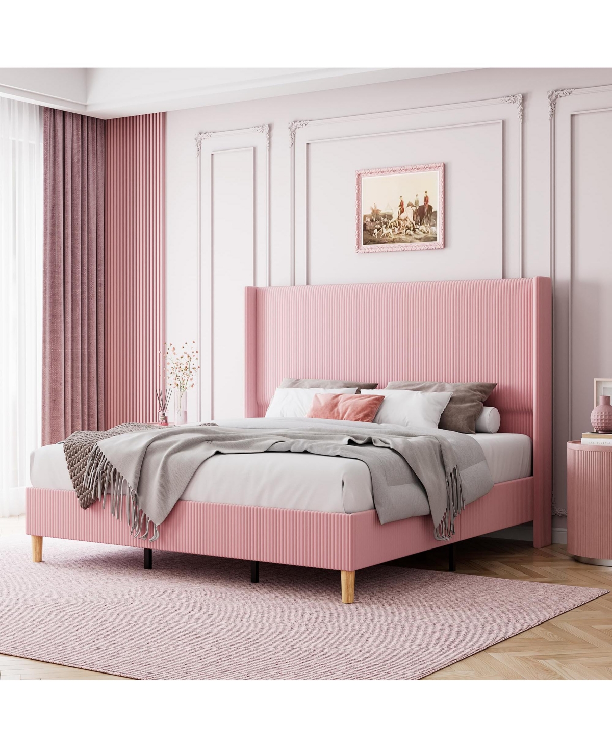 Click here for gaomon Upholstered Corduroy Platform Bed Frame - P... prices