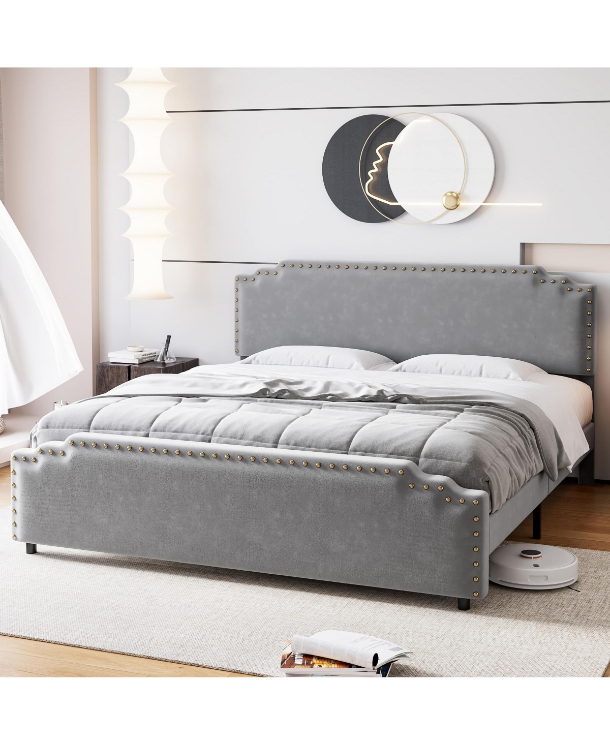 Click here for gaomon Full Velvet Upholstered Platform Bed Frame... prices