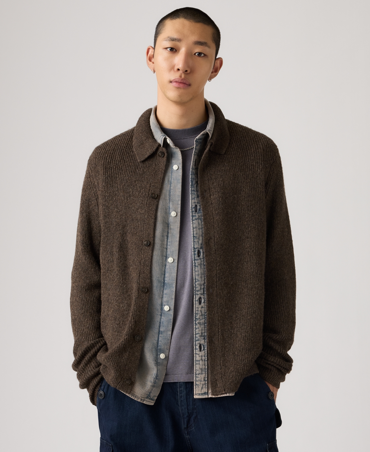 Click here for Levis Mens Catalina Spread Collar Cardigan - Choco... prices