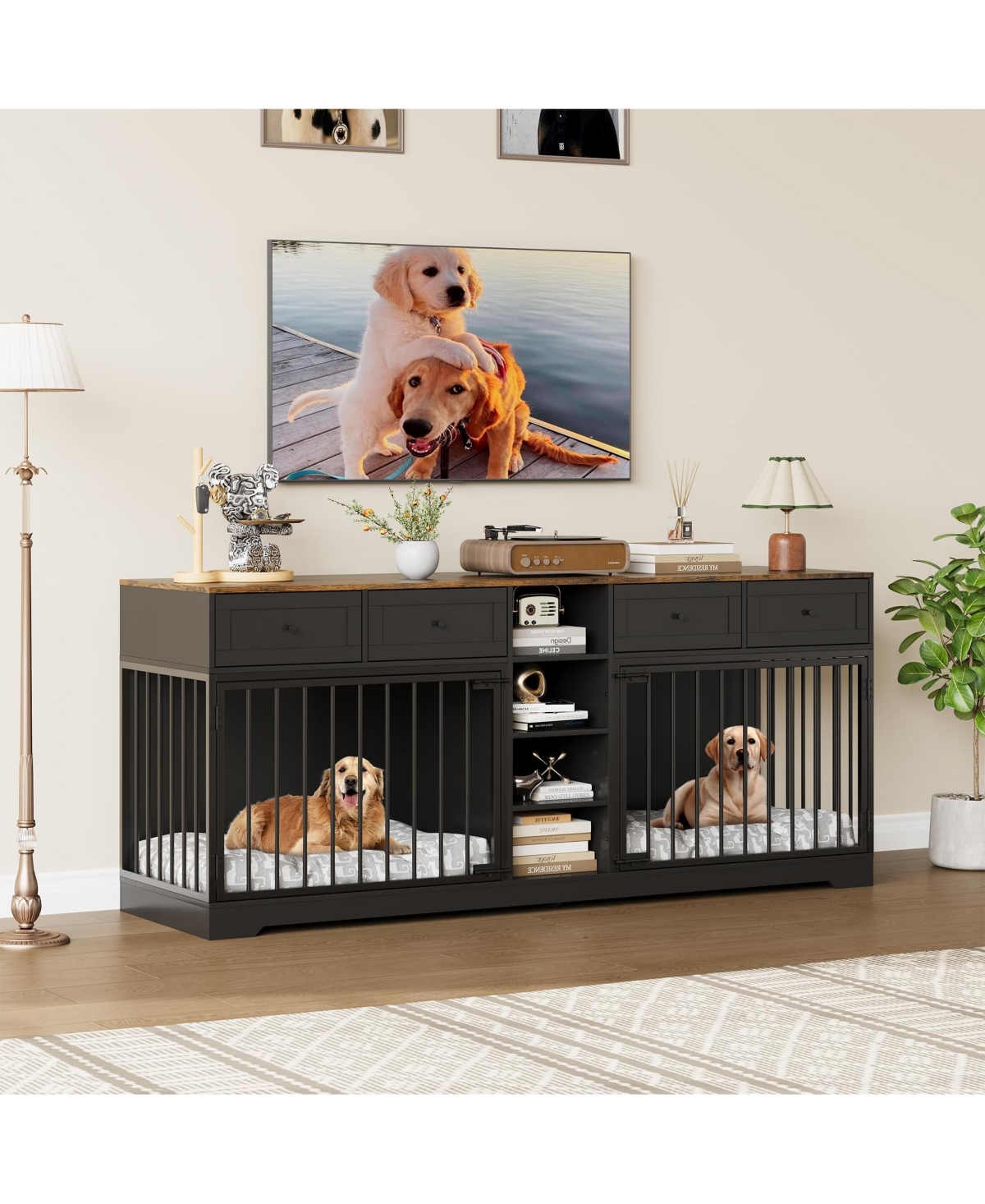 Click here for gaomon 82” Large Dog Crate for 2 Dogs  Dog... prices