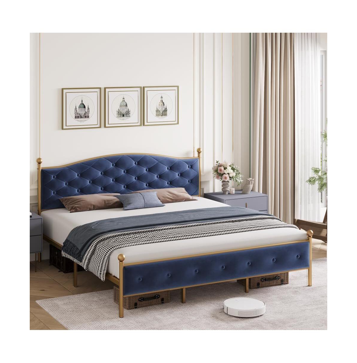 Click here for gaomon King Bed Frame with Headboard  Heavy Duty M... prices
