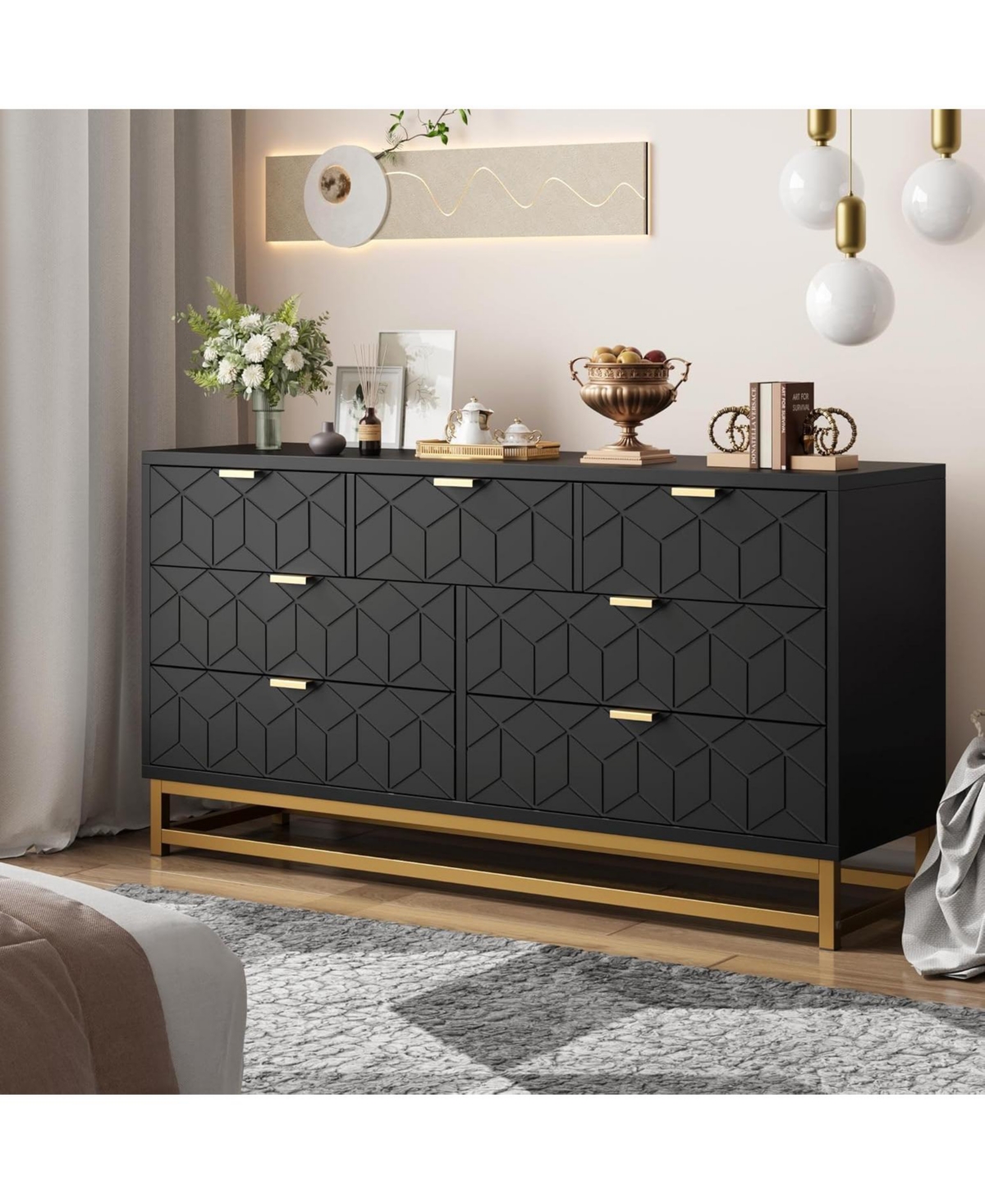 Click here for Gaomon Black 53.5" 7-Drawer Dresser  Large Ch... prices