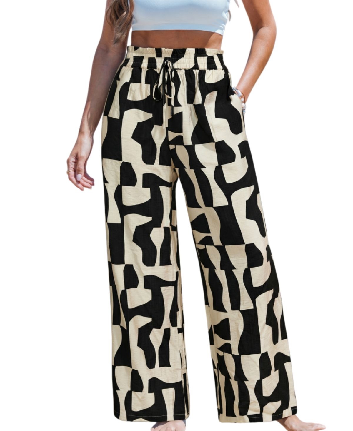 Click here for Cupshe Womens Creative Mood Abstract Pants - Black prices