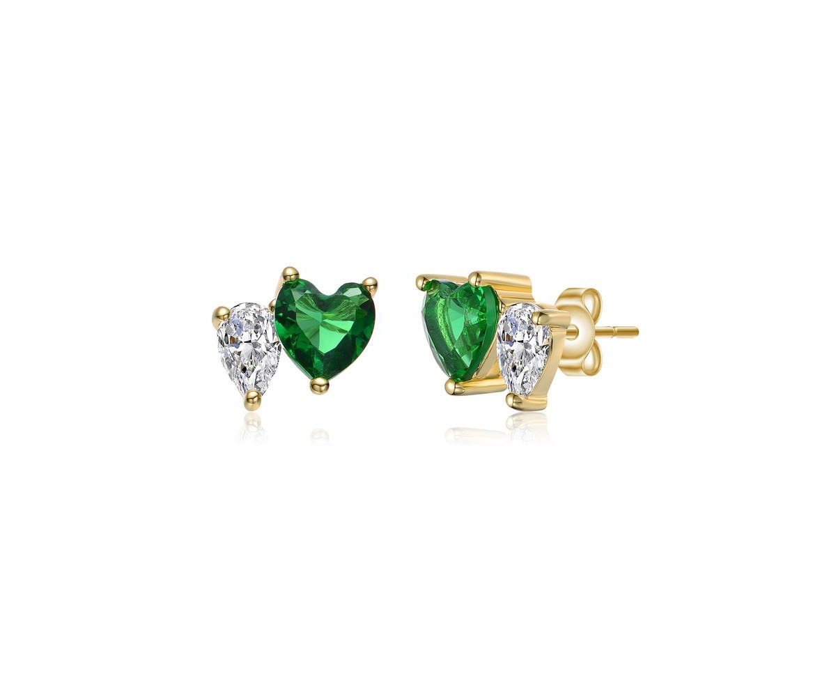 Click here for Genevive Sparkling 14K Gold Plated Green & Clear C... prices