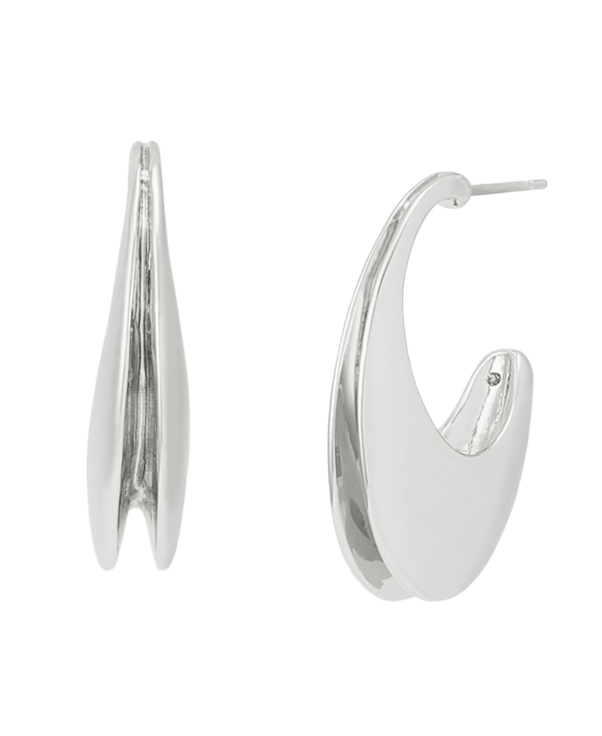 Click here for Steve Madden Oval Flat Huggie Earrings - Rhodium prices