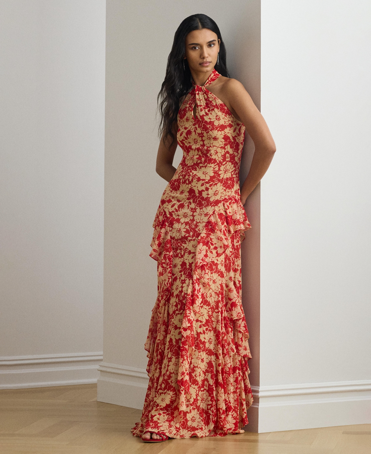 Click here for Lauren Ralph Lauren Womens Floral Ruffle-Trim Geor... prices