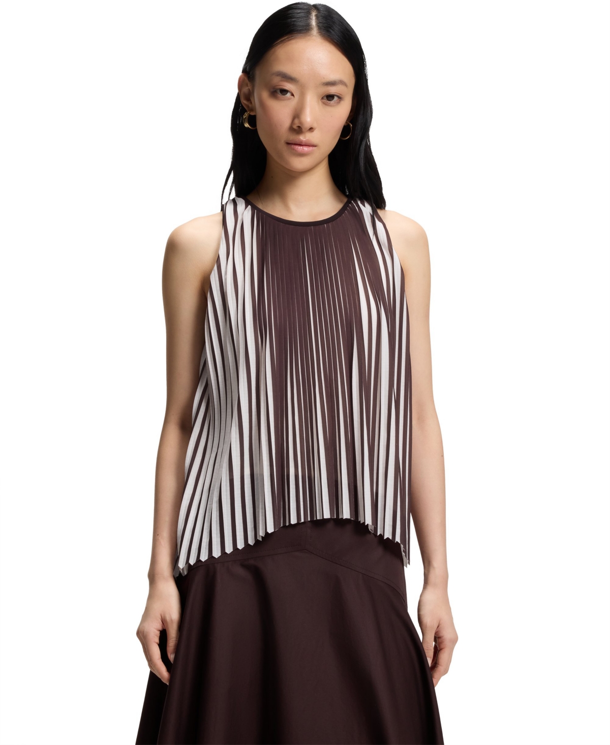 Click here for Boss by Hugo Boss Womens Two-Tone Plisse Pleat A-L... prices