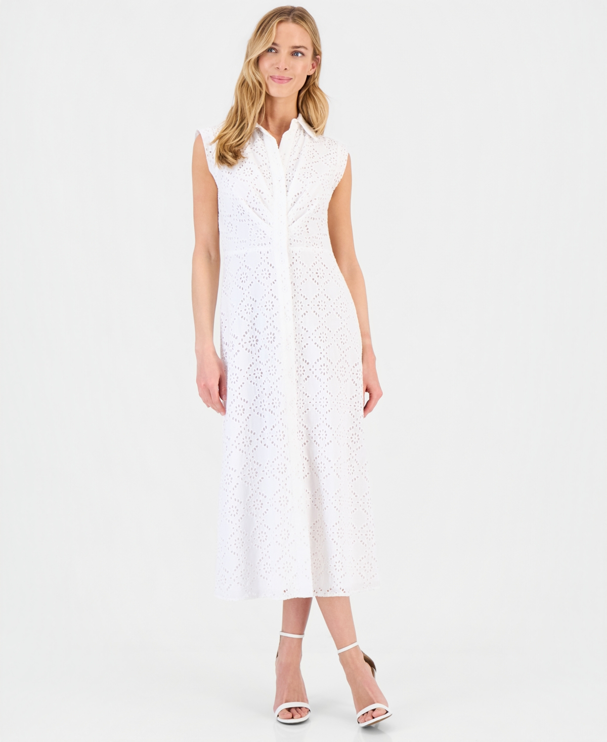 Click here for Anne Klein Womens Eyelet Embroidered Shirtdress -... prices