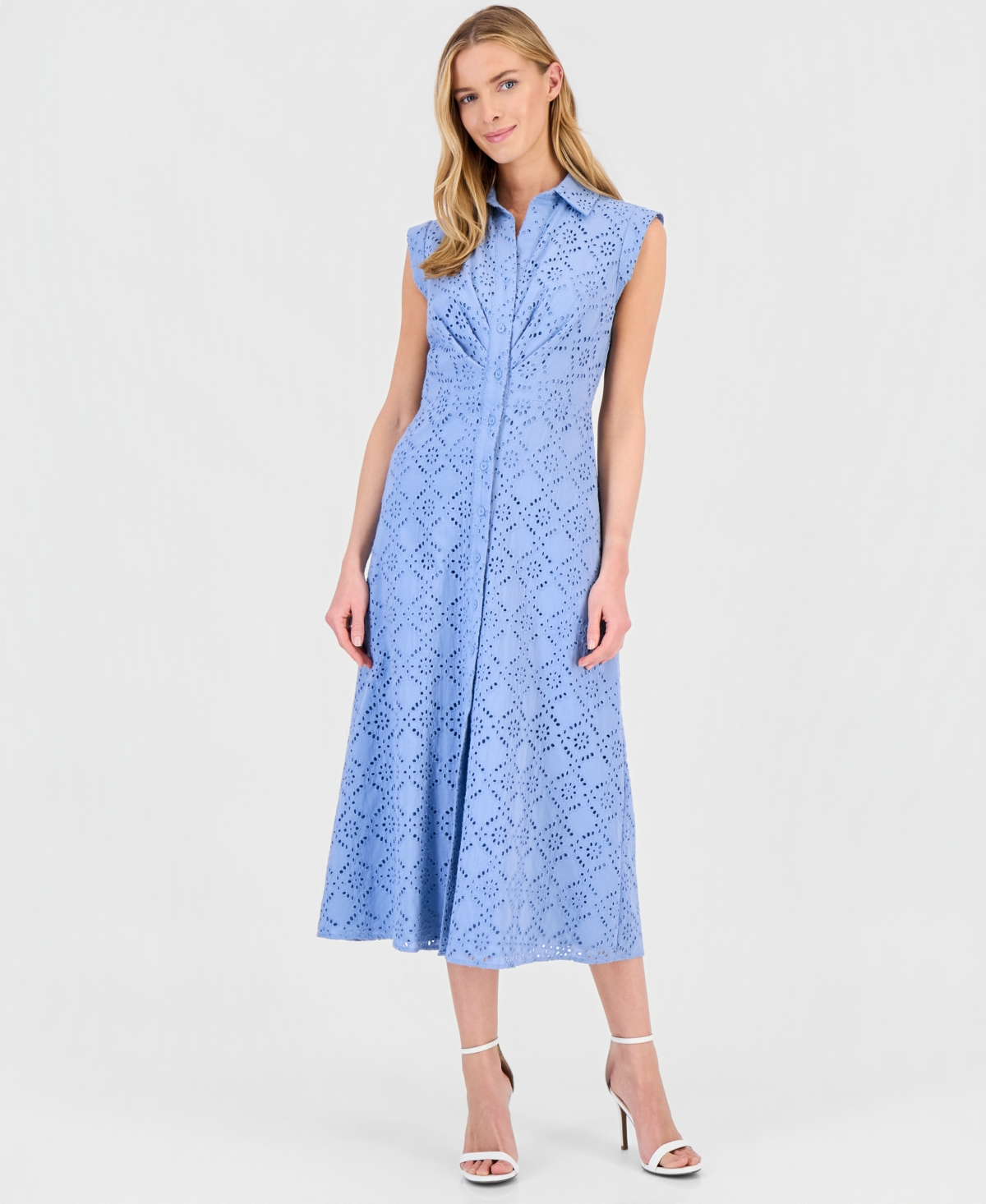 Click here for Anne Klein Womens Eyelet Embroidered Shirtdress -... prices