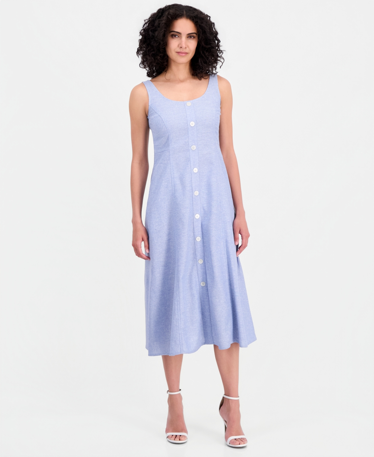 Click here for Anne Klein Petite Button Detail Sleeveless Tank Dr... prices