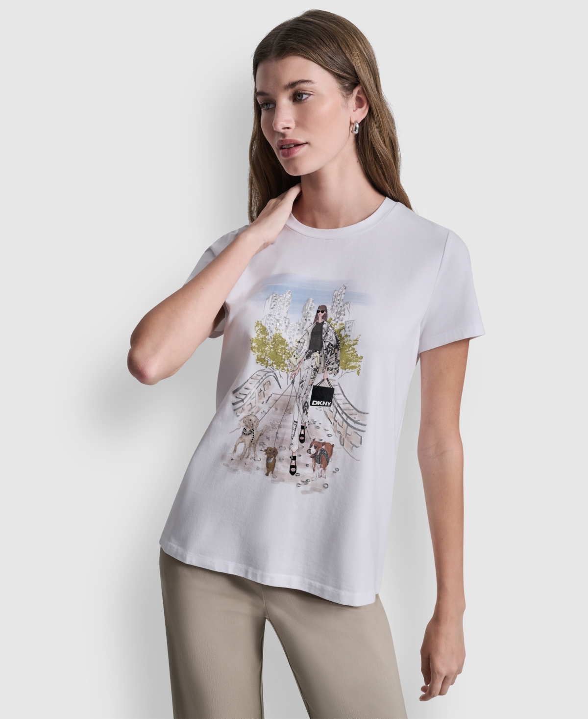 Click here for Dkny Womens Central Park Conversational Print Crew... prices