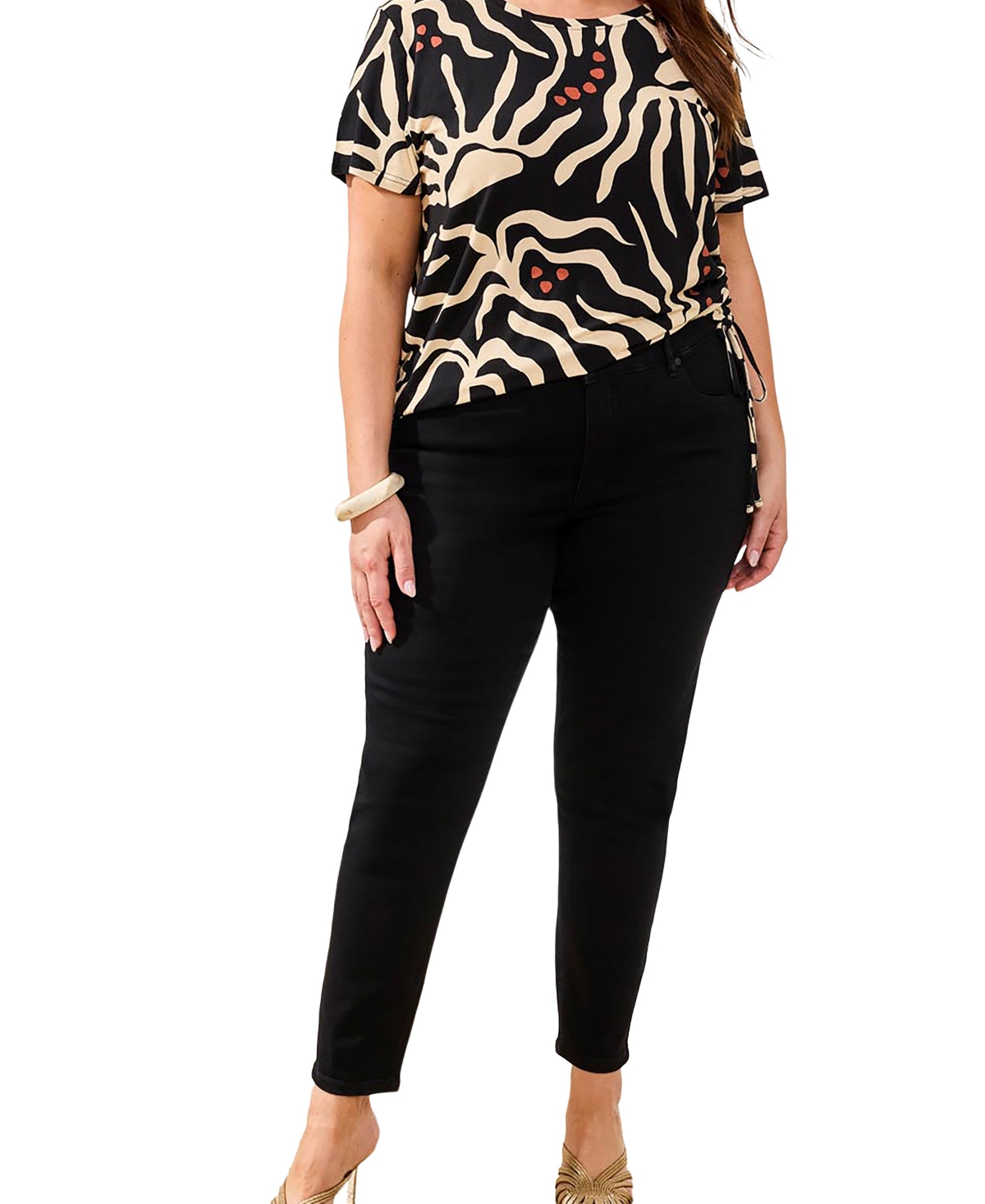Click here for Tribal Plus Size Sophie Curvy Ankle Jeans - Black prices