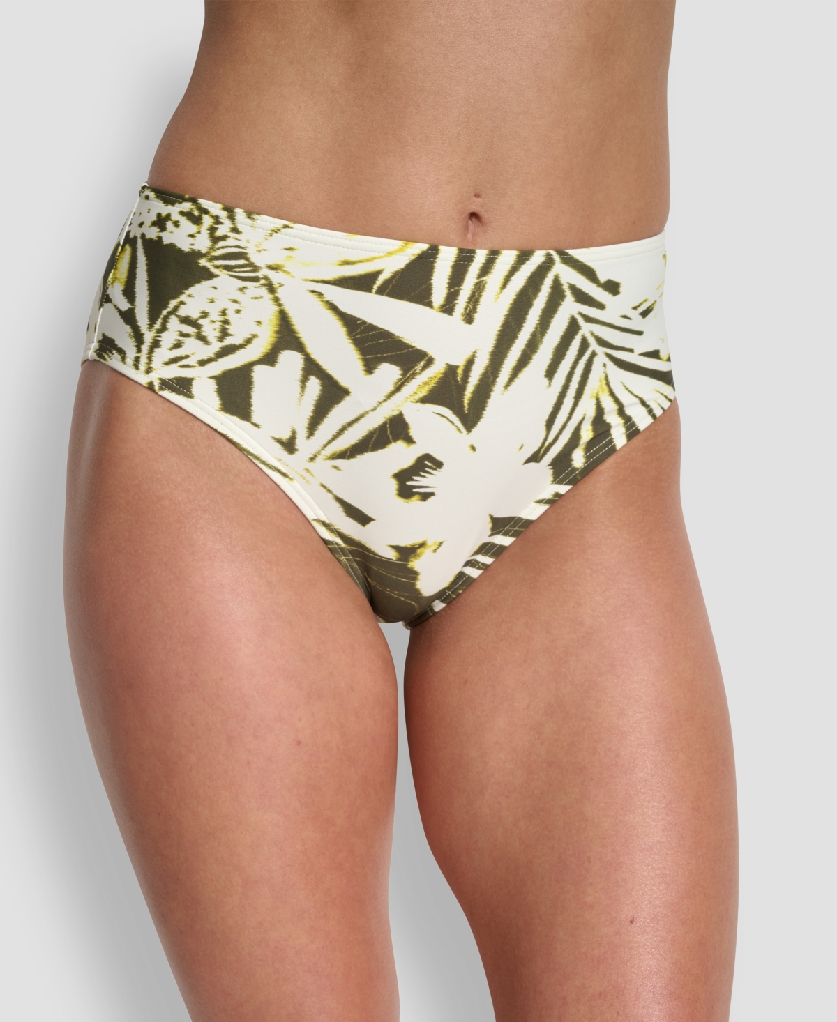 Dkny Womens Classic Mid Rise Bikini Bottoms - Tiki Floral Moss Multi