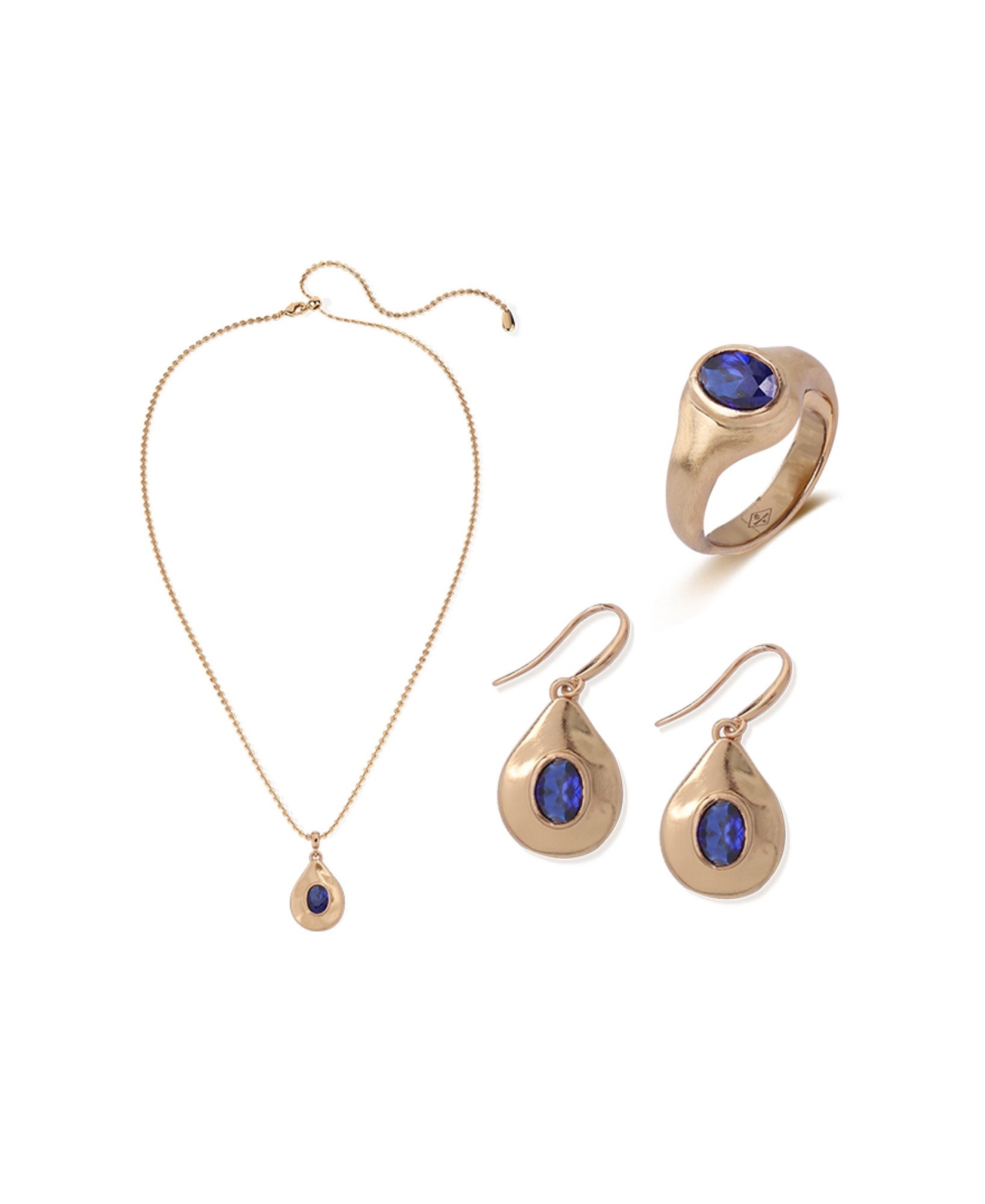 Click here for Retro Chic Fig Fashion Jewelry Set - Gold  blue prices