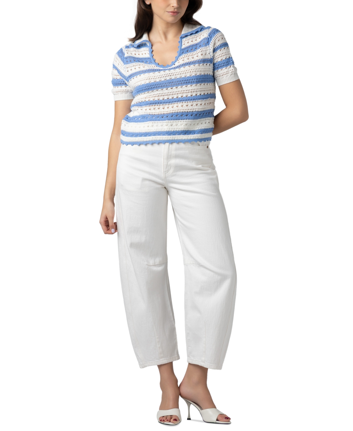 Click here for Blank Nyc Womens V-Neck Polo Shirt - Sandy Toes prices