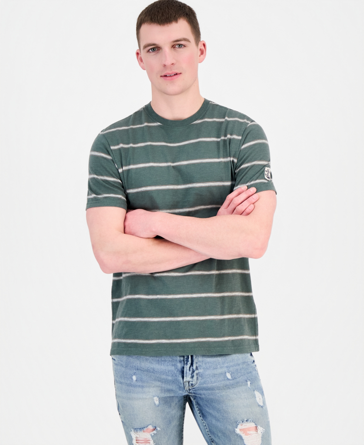 Click here for Guess Mens Striped Relaxed-Fit T-Shirt - Urban For... prices