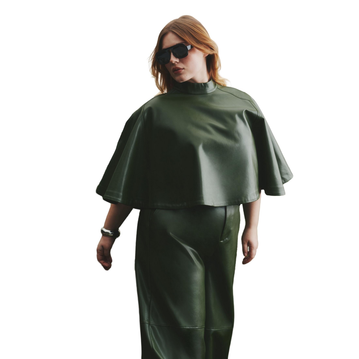 Click here for Eloquii Womens Plus Size Faux Leather Cape Top - D... prices