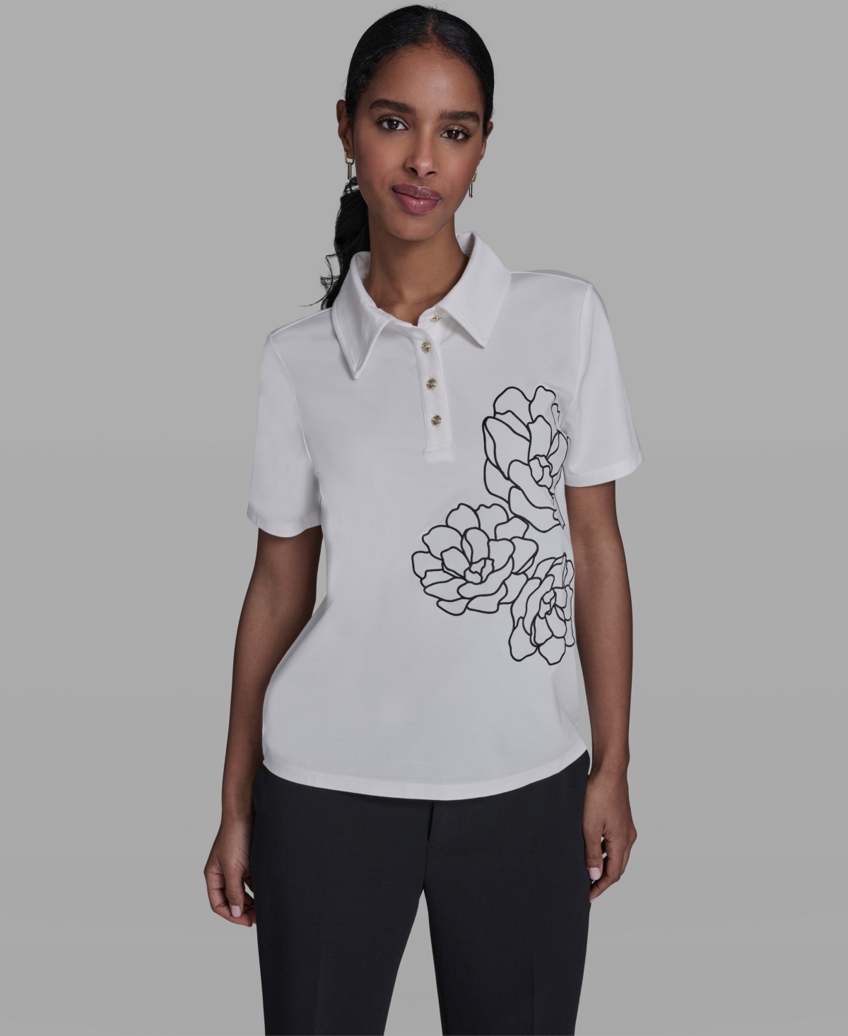 Click here for Karl Lagerfeld Paris Womens Short-Sleeve Collared... prices