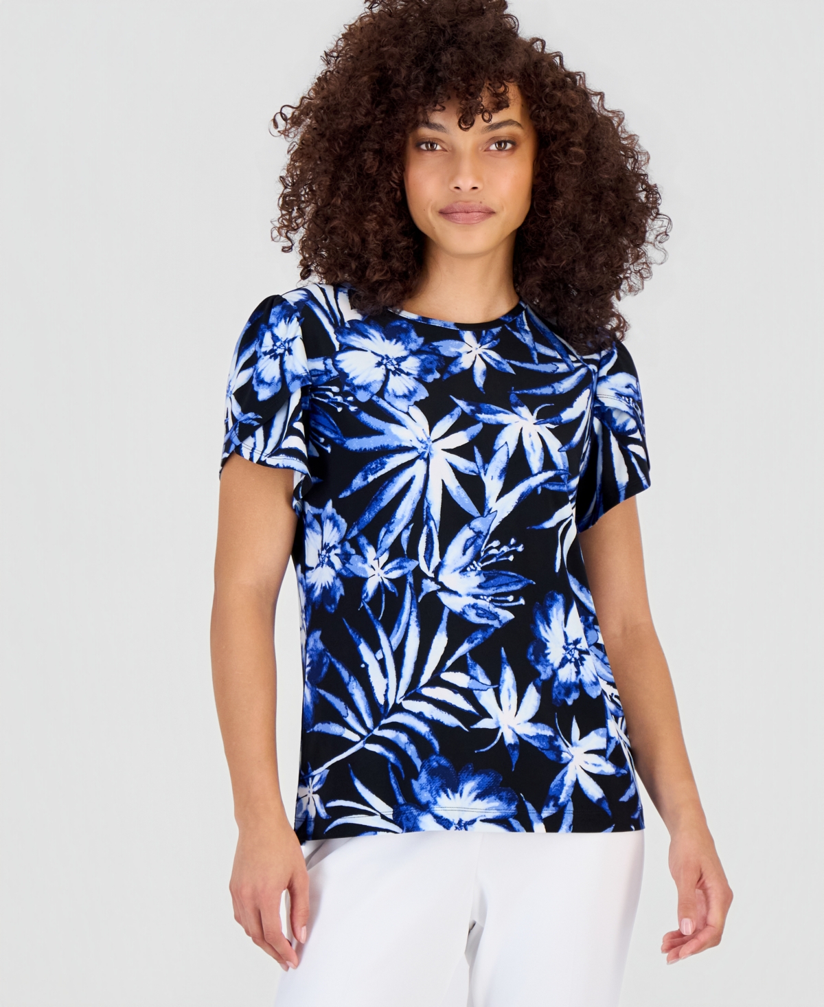 Click here for Ak Anne Klein Petite Crewneck Short-Sleeve Printed... prices