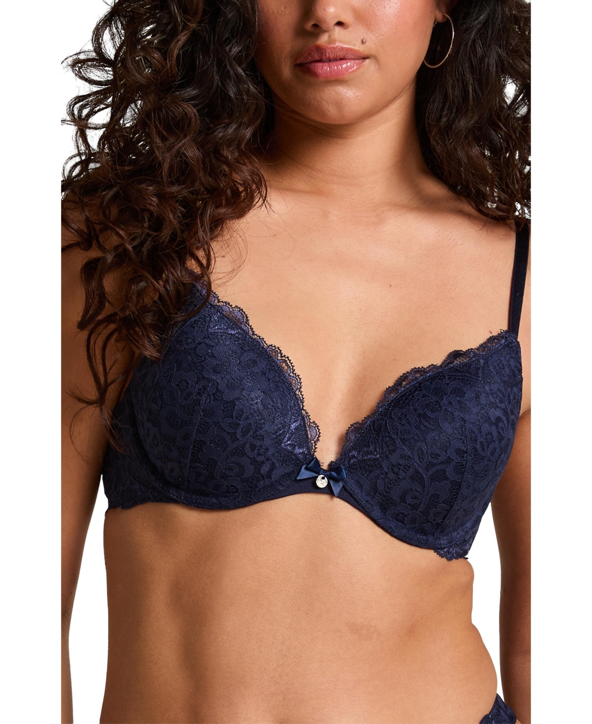 Click here for Hunkemoller Womens Marine Padded Underwired Push-U... prices