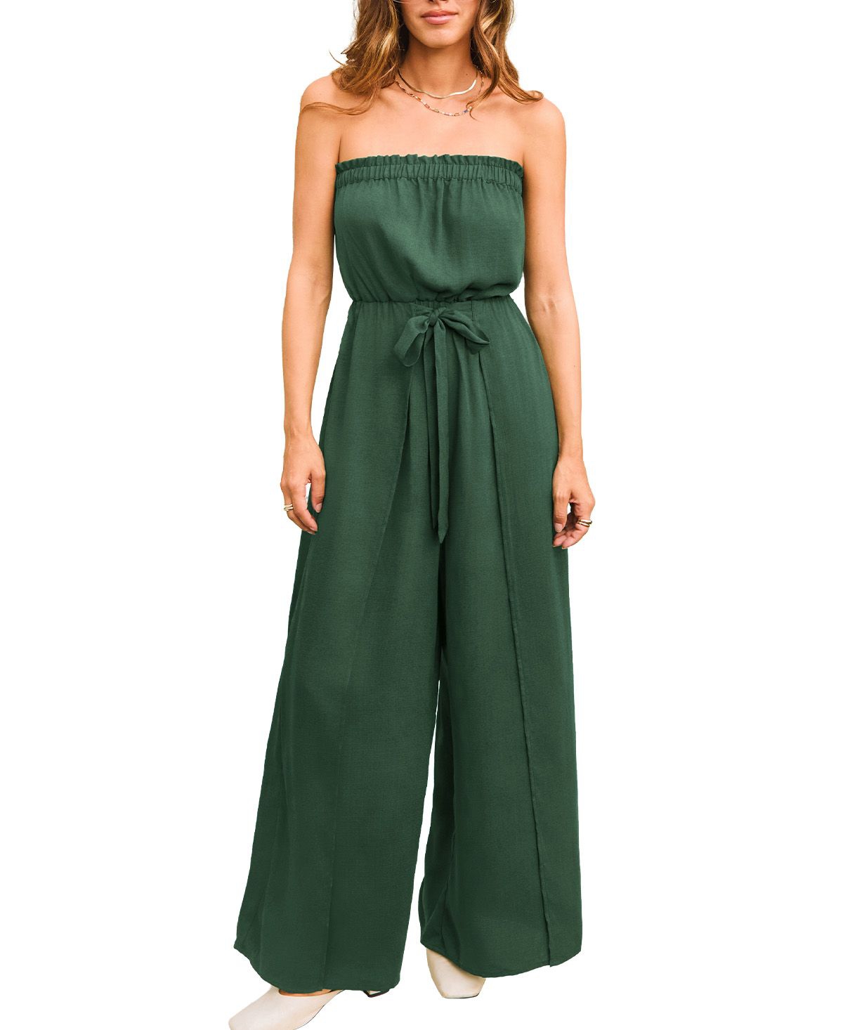 Click here for Cupshe Womens Strapless Smocked Wide-Leg Jumpsuit... prices