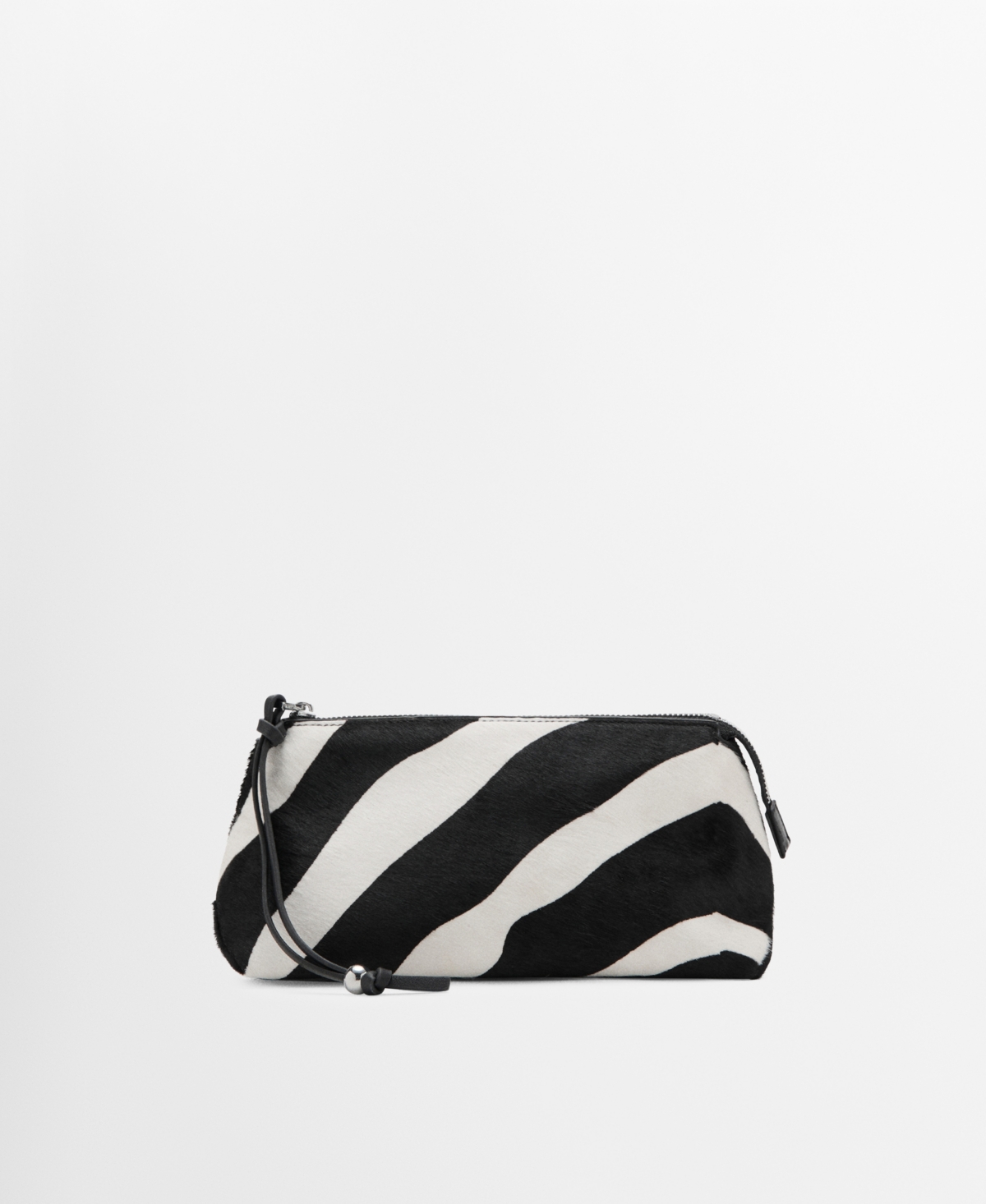 Click here for Mango Womens Zebra Hair Leather Toiletry Bag - Bla... prices