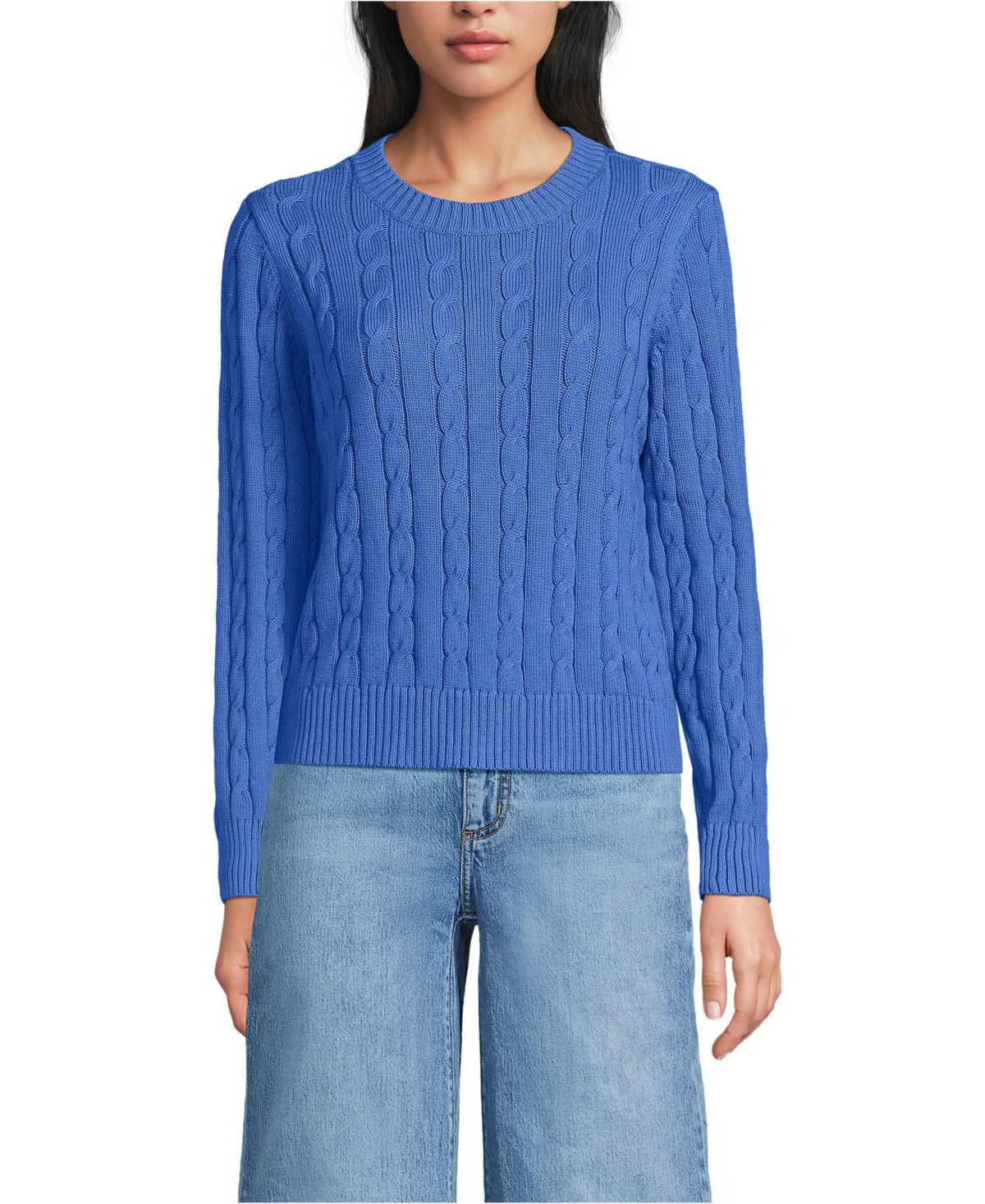 Click here for Lands End Womens Drifter Classic Cable Crew Neck S... prices
