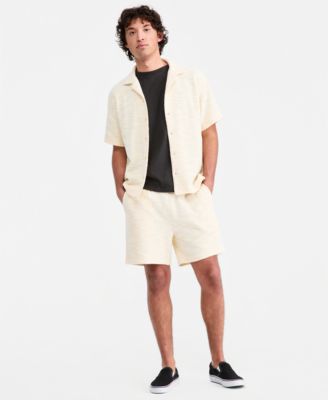 Click here for Sun Stone Mens Dock Knit Boucle Camp Shirt Short S... prices