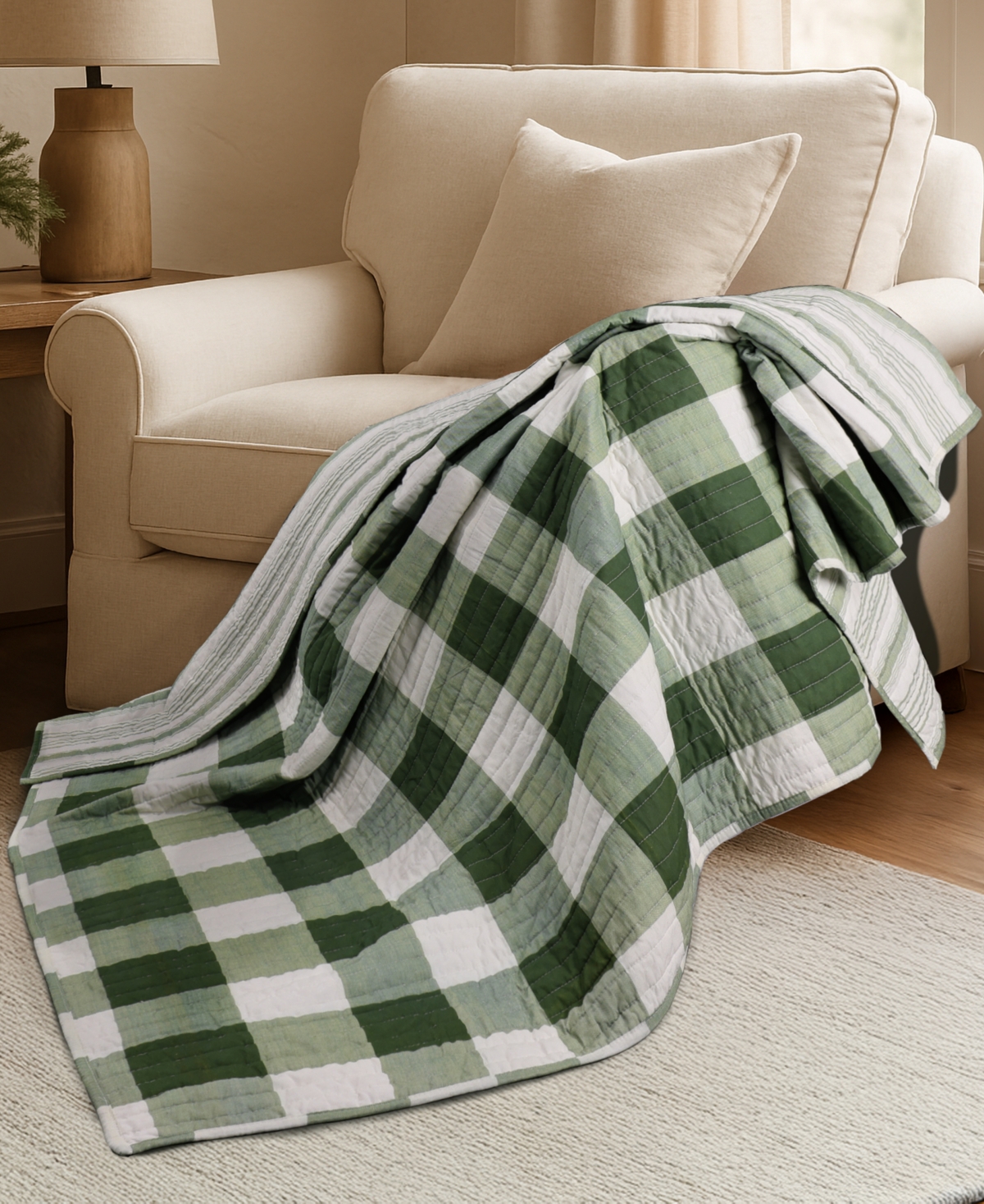 Click here for Levtex Camden Buffalo Check Reversible Quilted Thr... prices