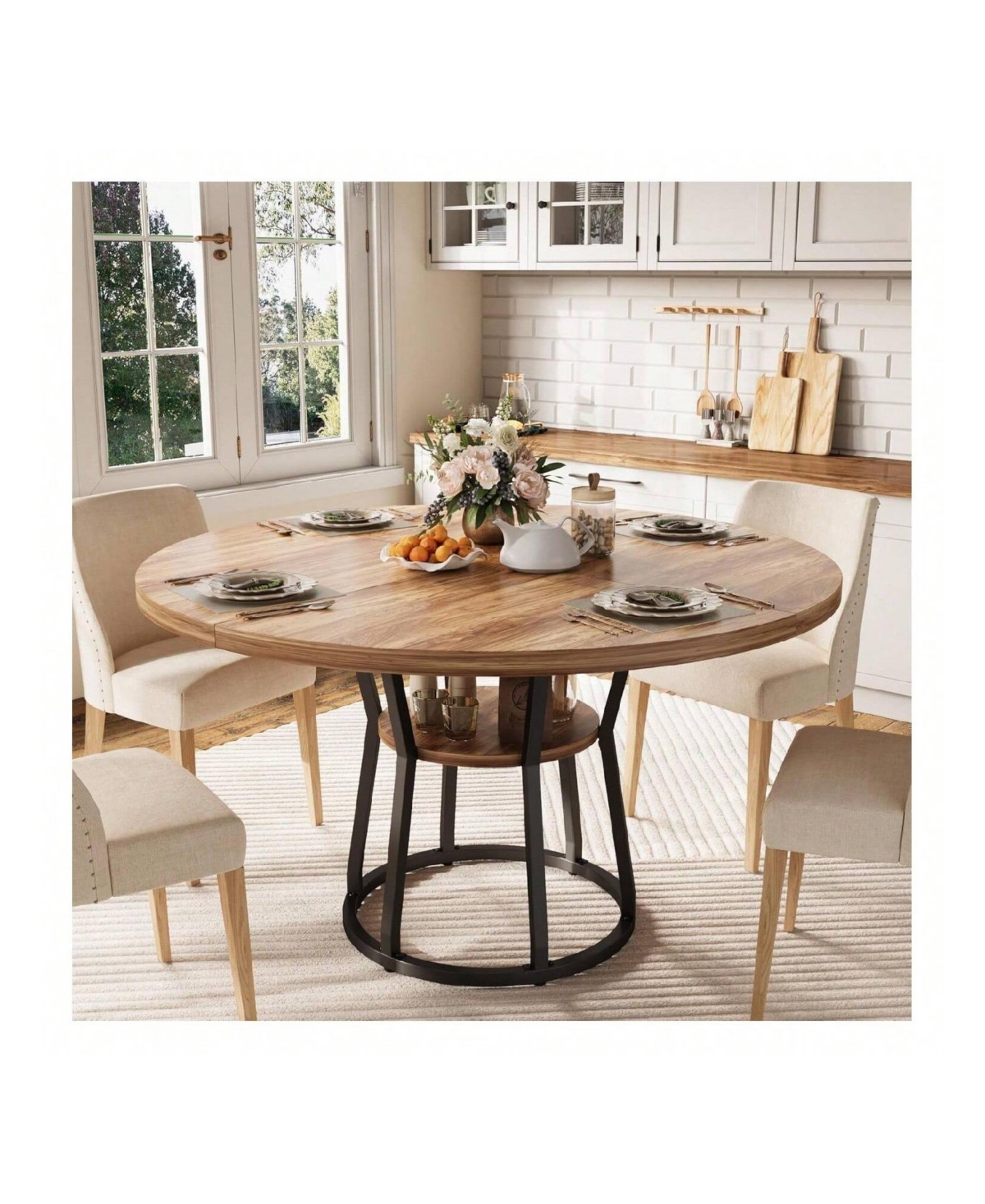 Click here for gaomon Kitchen Round Farmhouse Dining Table For 4... prices