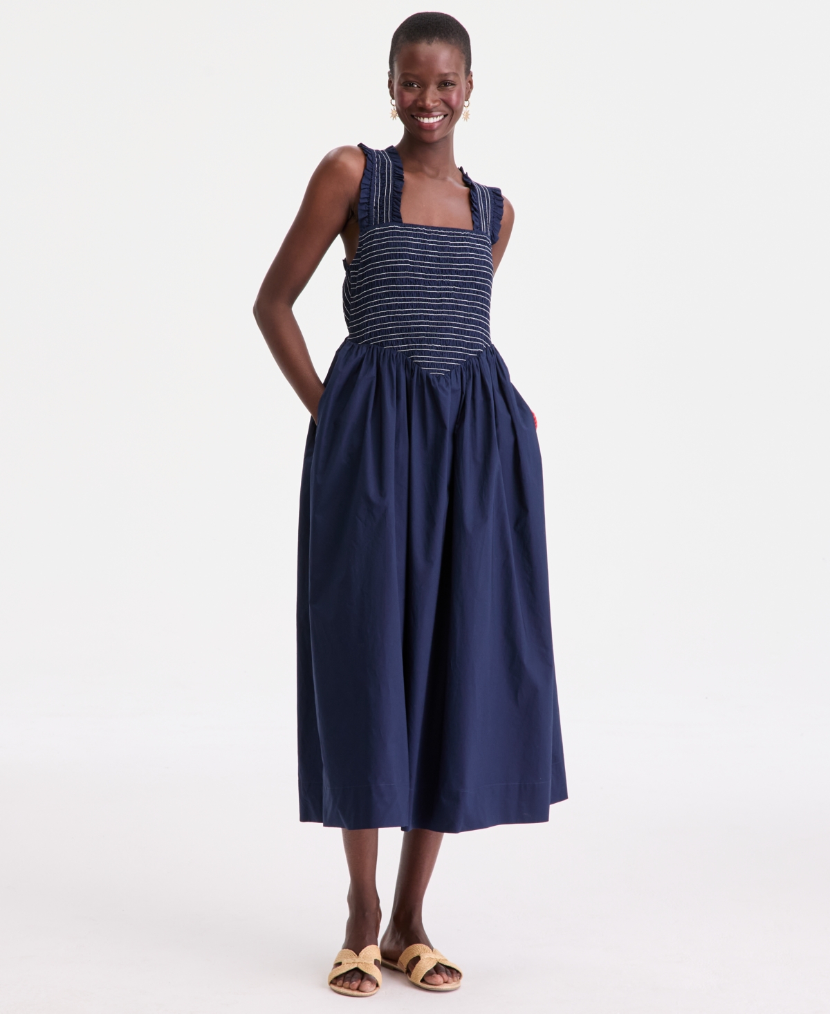 Click here for On 34th Womens Cotton Smocked Cross-Back Maxi Dres... prices