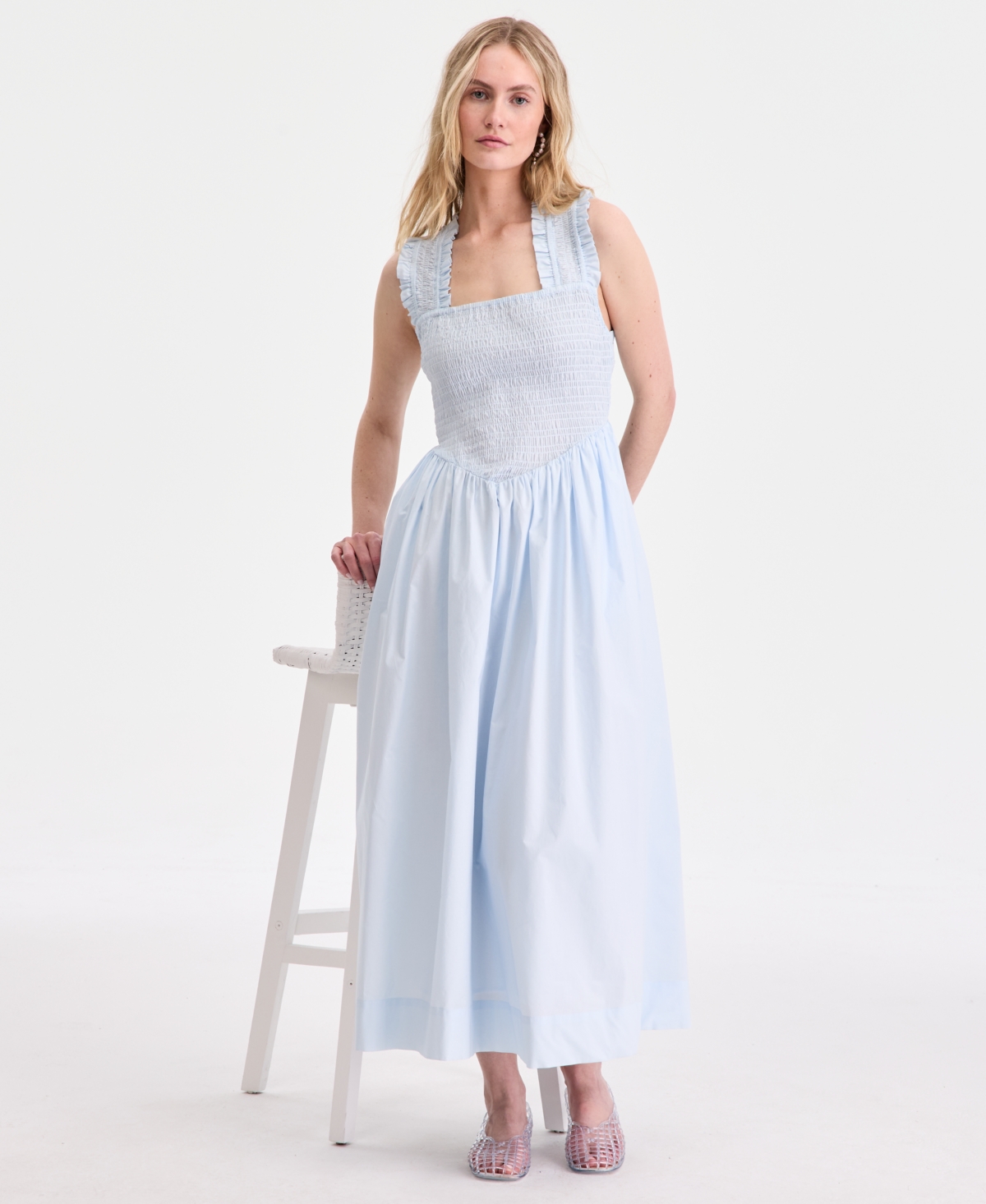 Click here for On 34th Womens Cotton Smocked Cross-Back Maxi Dres... prices