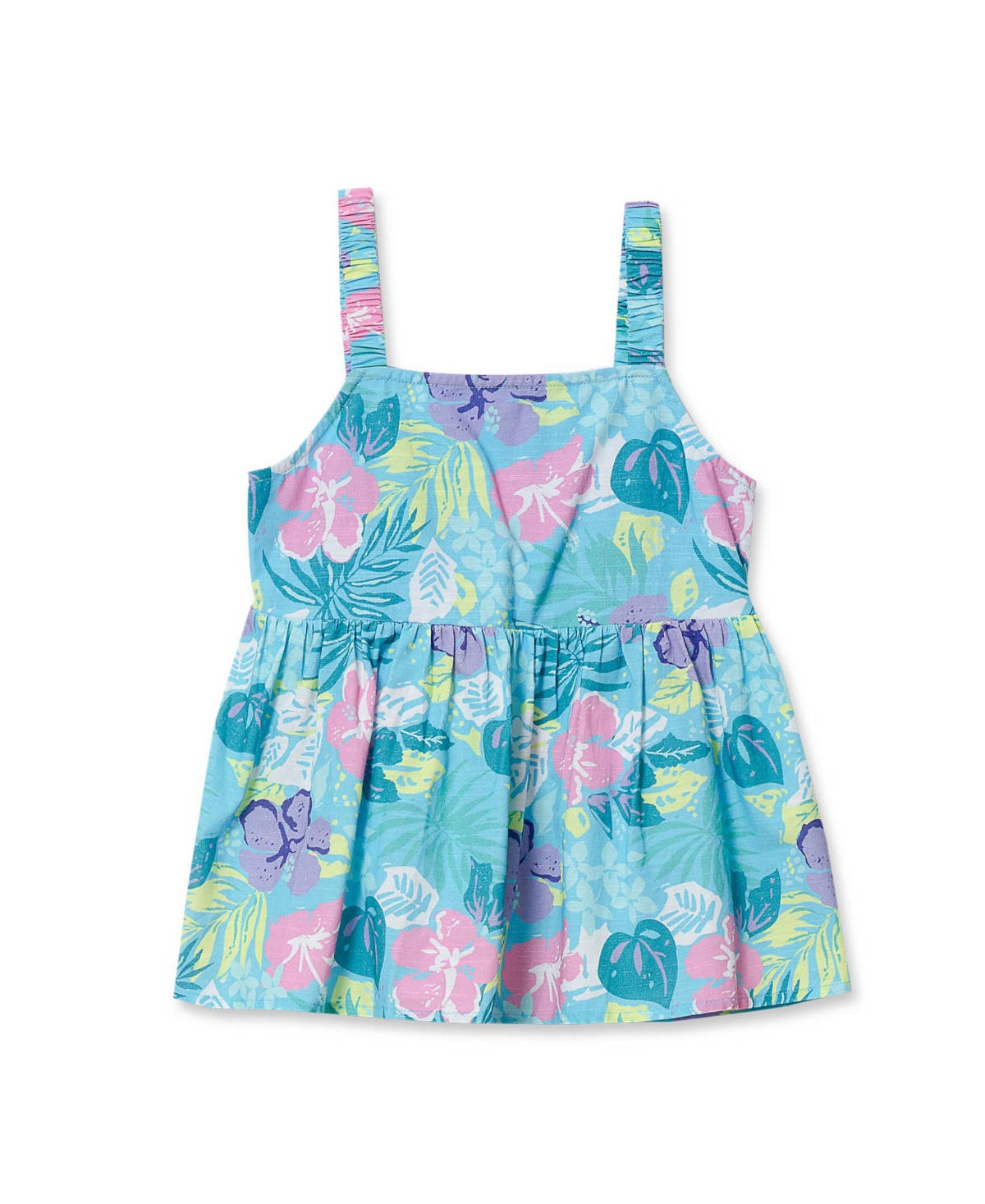 Click here for Lands End Girls Woven Tank Top - Teal abstract flo... prices