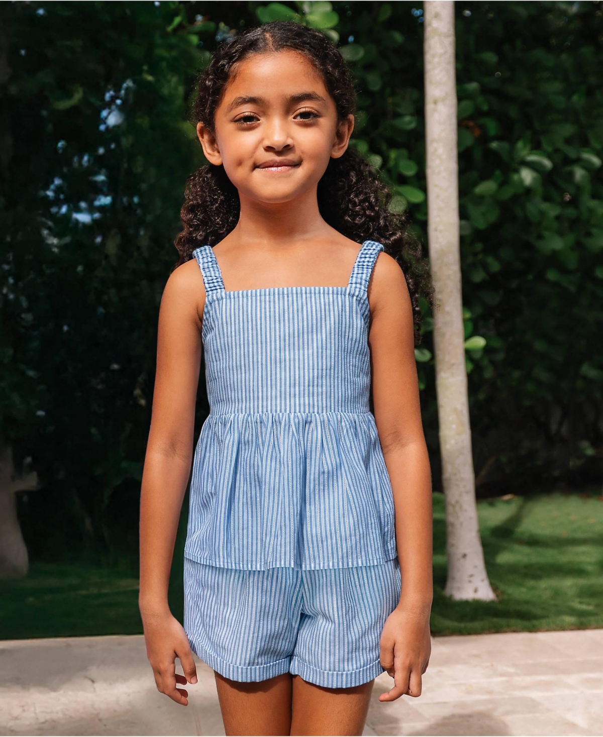 Click here for Lands End Girls Woven Tank Top - Water blue stripe... prices