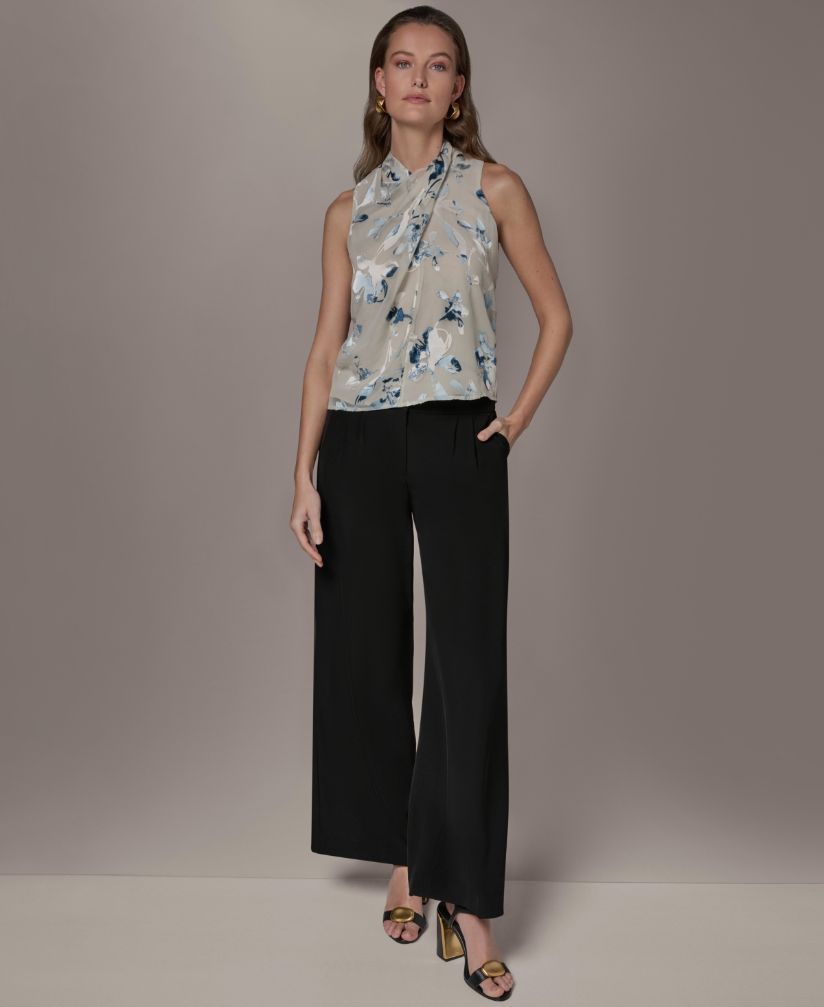 Click here for Donna Karan New York Petite Flocked Floral Top - S... prices