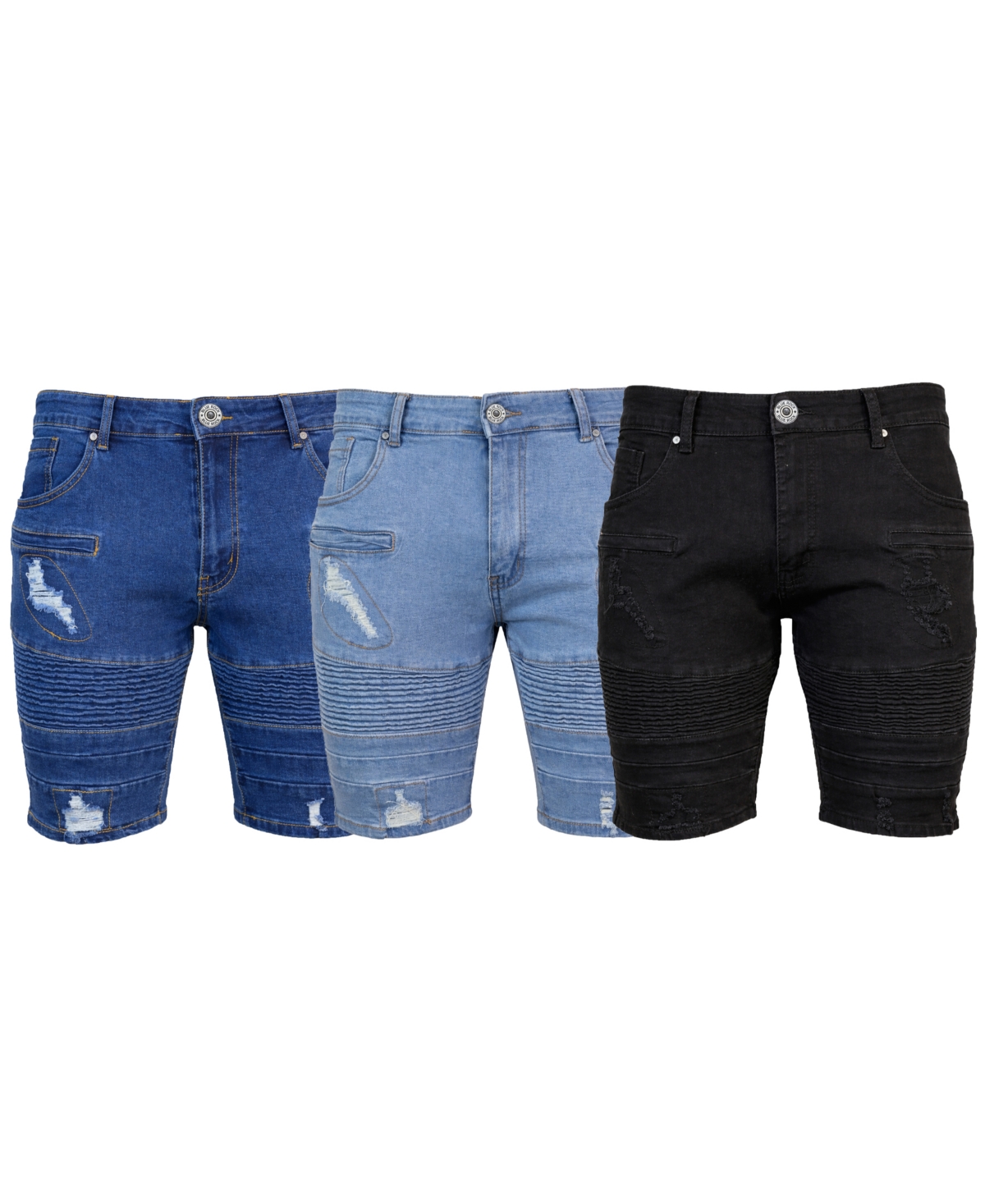 Click here for Blu Rock Mens Slim-Fit Jean Shorts  3-Pack - Black... prices