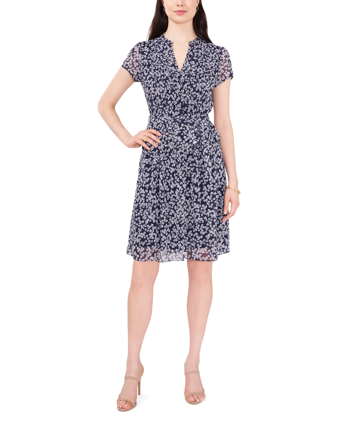 Click here for Msk Womens V-Neck Shirt Dress - Navy prices