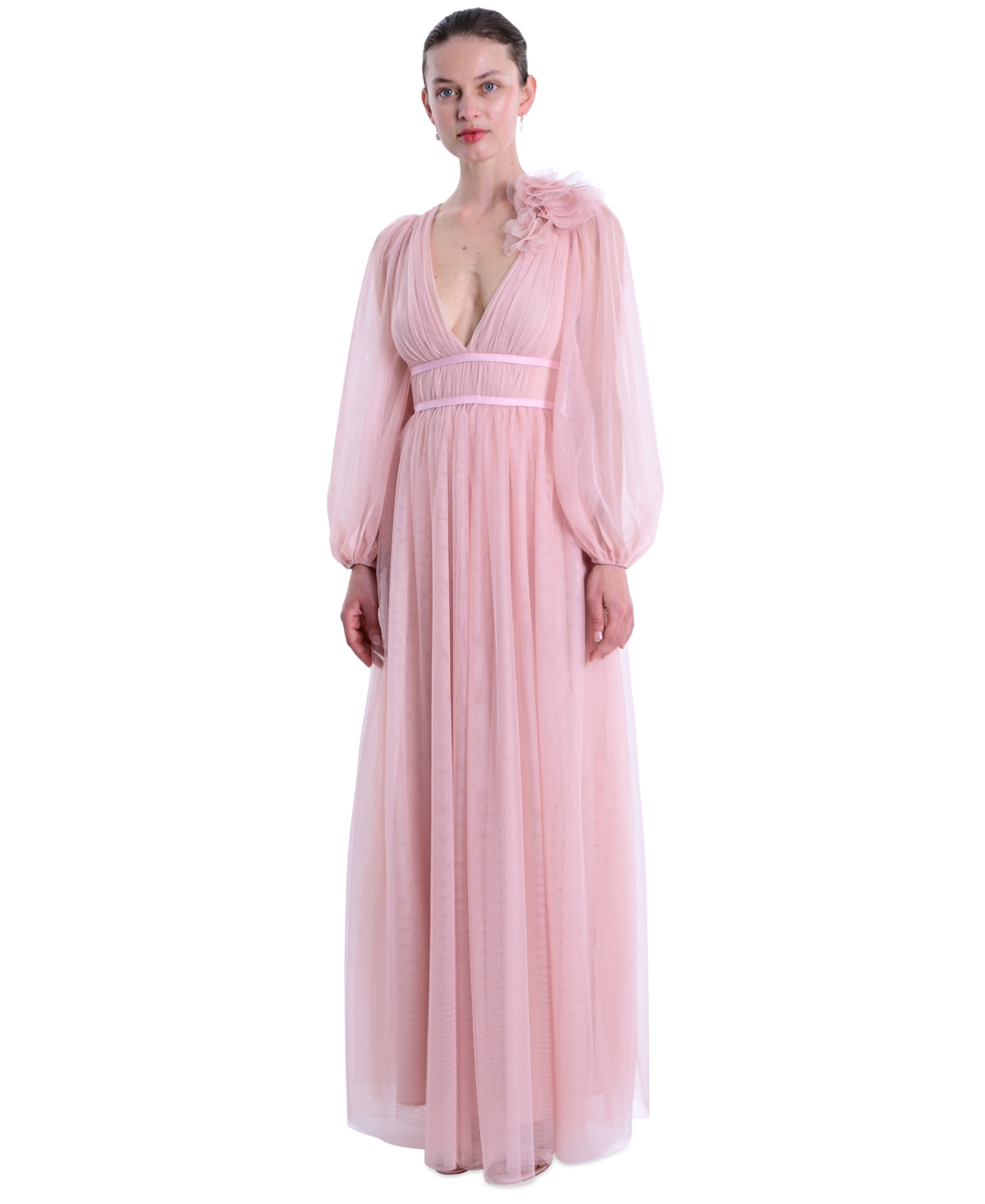 Click here for Marchesa Notte Womens Tulle Flower A-Line Gown - R... prices