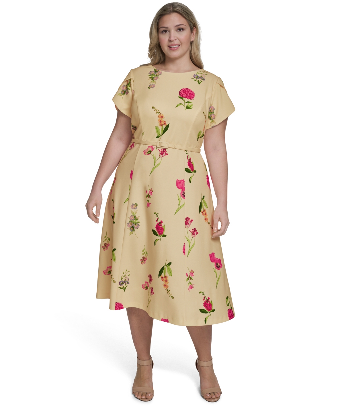 Click here for Jessica Howard Plus Size Jewel Neck Midi Dress - B... prices