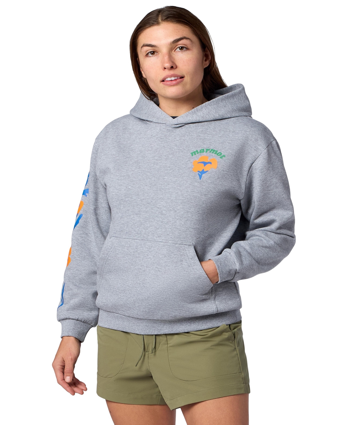 Click here for Marmot Womens Born to Bloom Hoodie - Grey Heather prices