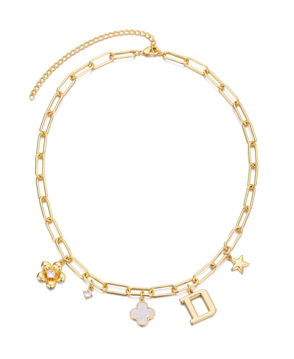 Click here for Adornia Gold Initial Chunky Charm Necklace - Gold-... prices