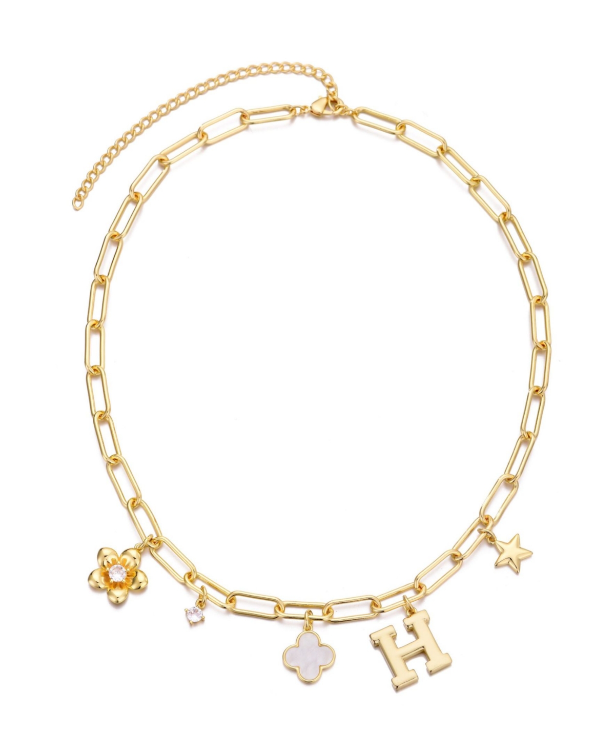 Click here for Adornia Gold Initial Chunky Charm Necklace - Gold-... prices