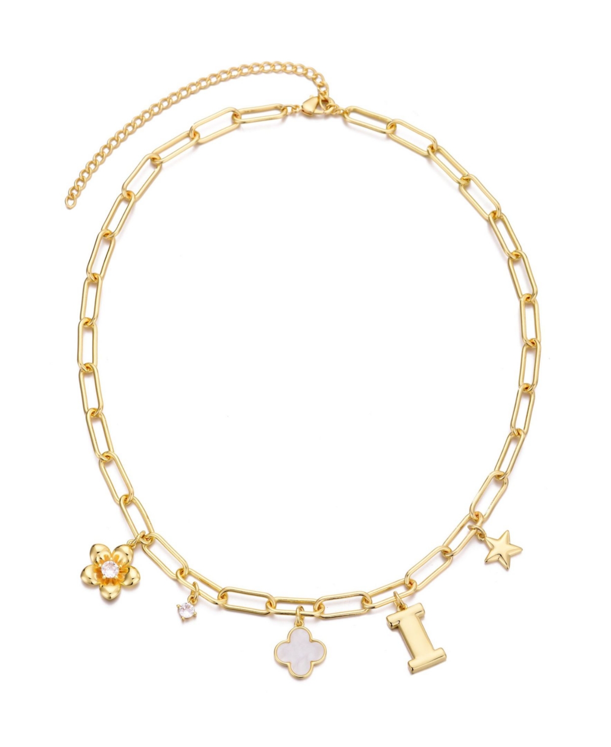 Click here for Adornia Gold Initial Chunky Charm Necklace - Gold-... prices