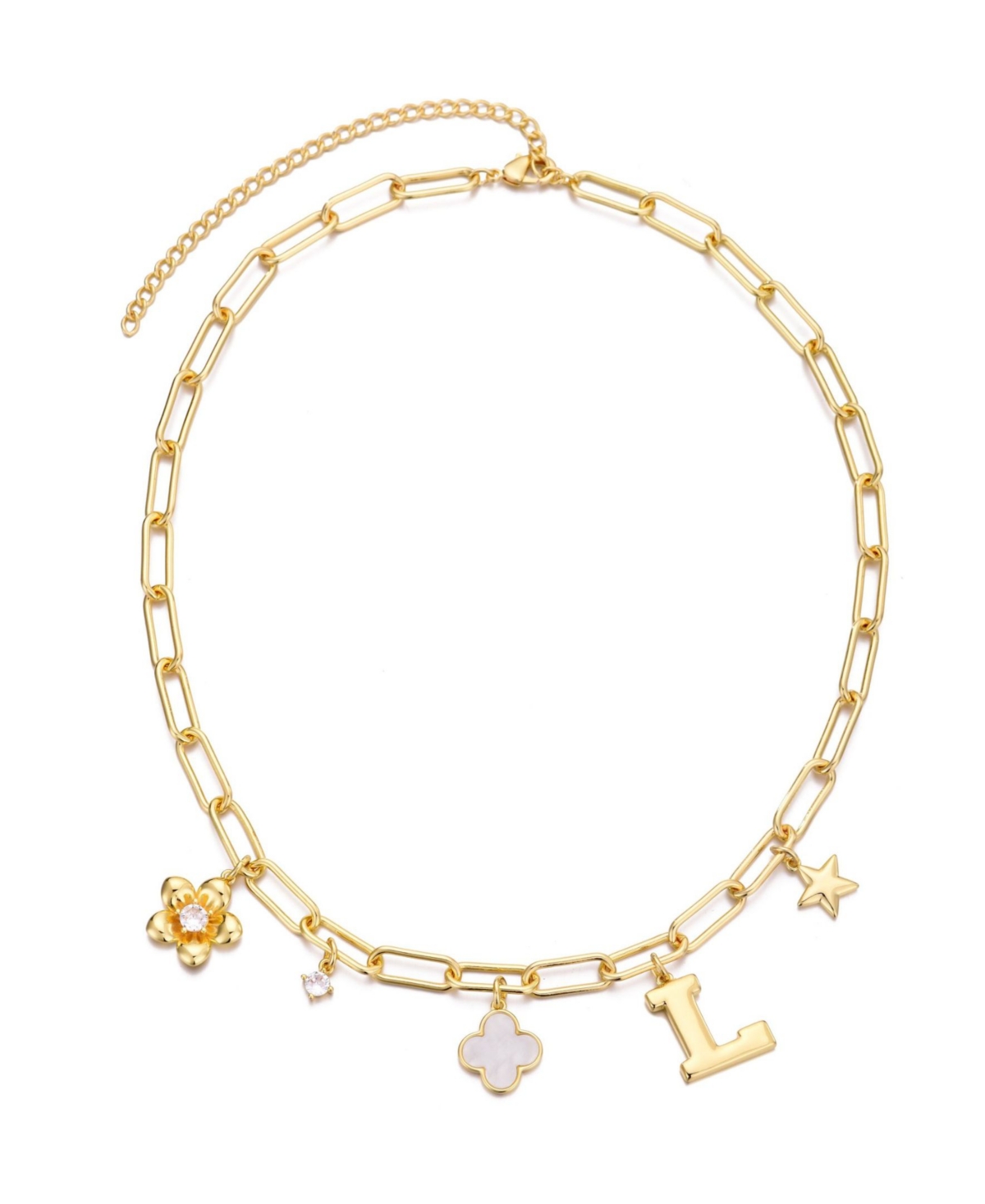 Click here for Adornia Gold Initial Chunky Charm Necklace - Gold-... prices