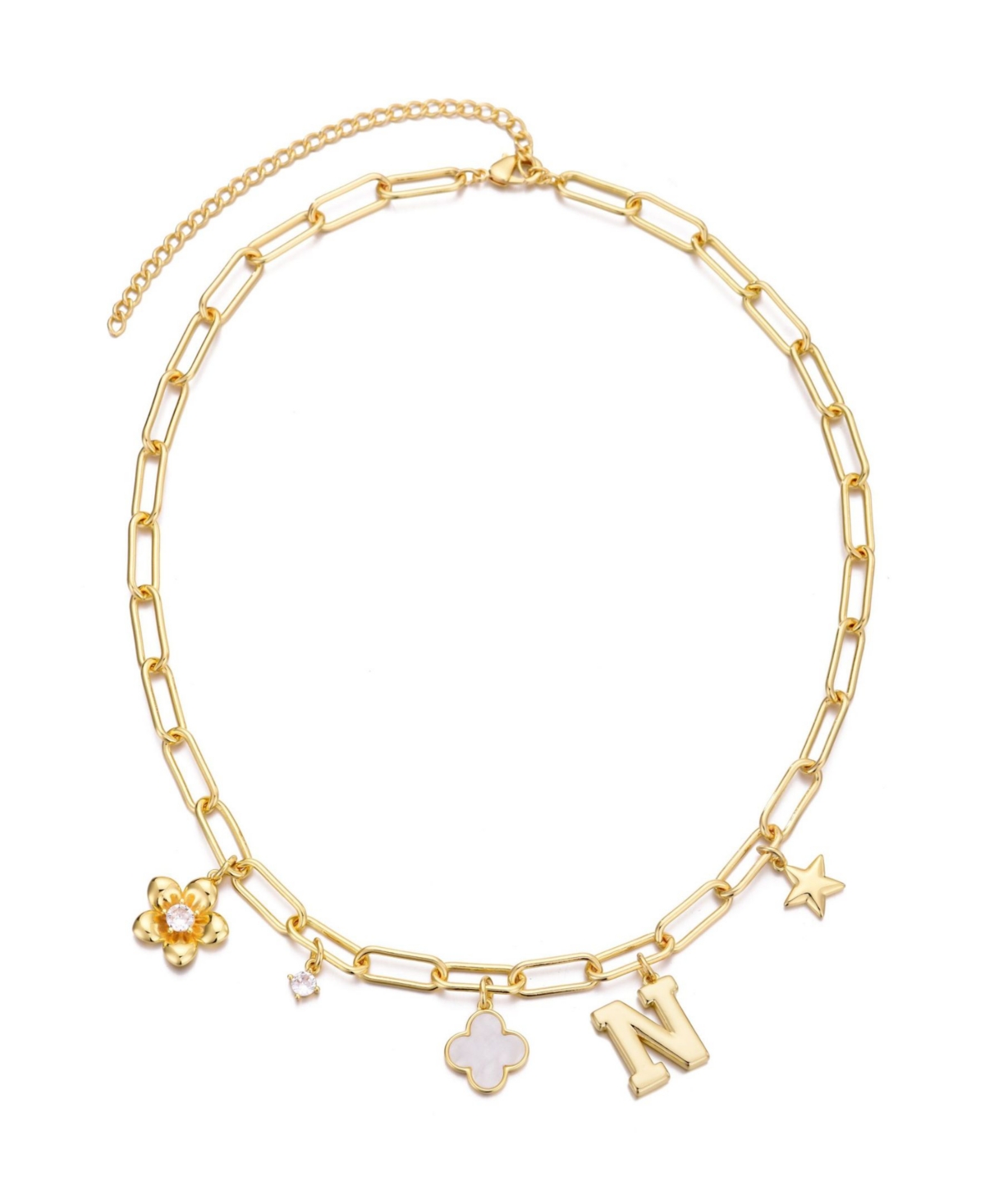 Click here for Adornia Gold Initial Chunky Charm Necklace - Gold-... prices